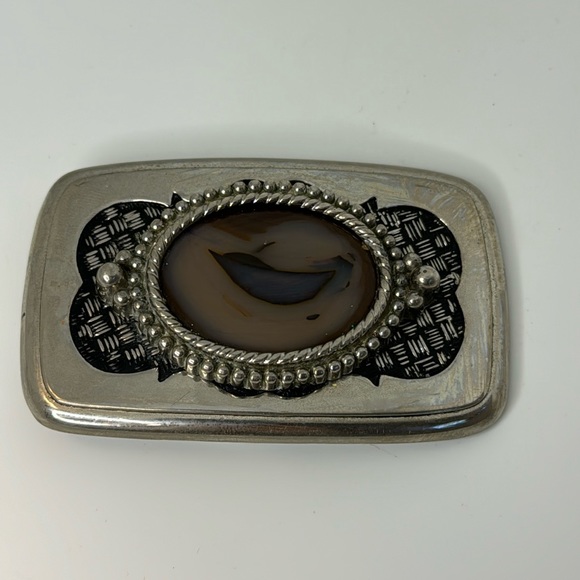Vintage | Accessories | Vintage Belt Buckle Painted Bird On Glass ...